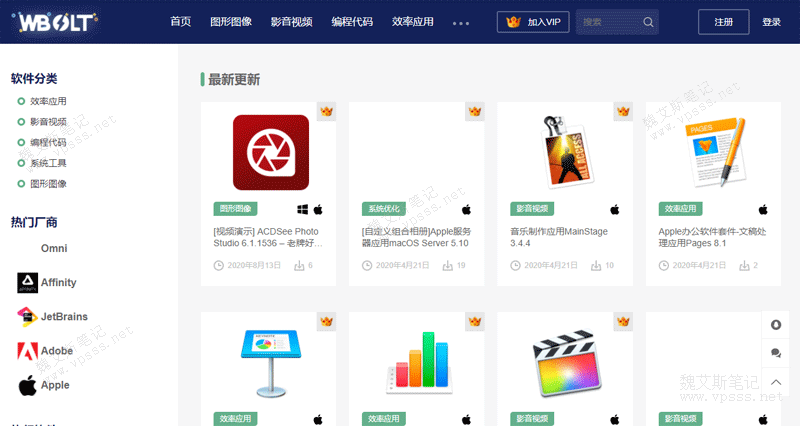 WordPress软件下载站会员制主题Inpandora Pro-魏艾斯笔记
